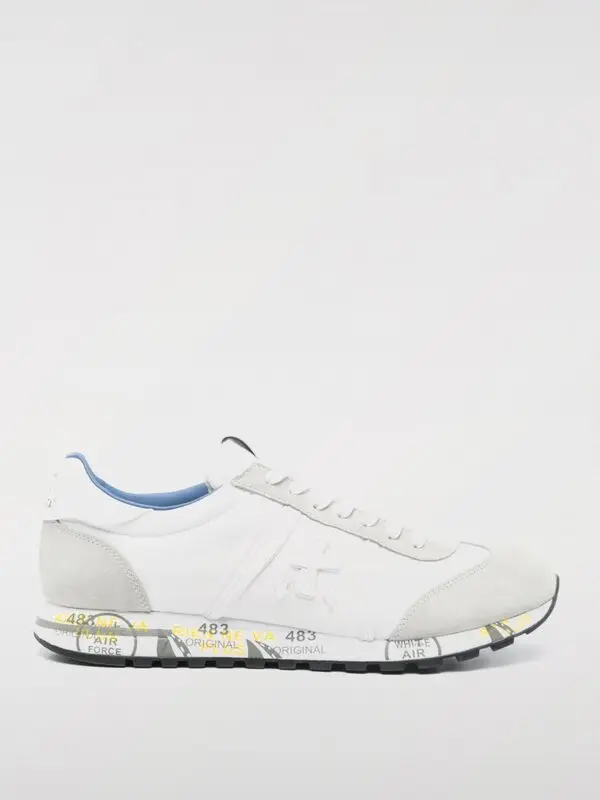 Premiata Lucy Suede And Perforated Fabric Sneakers - White