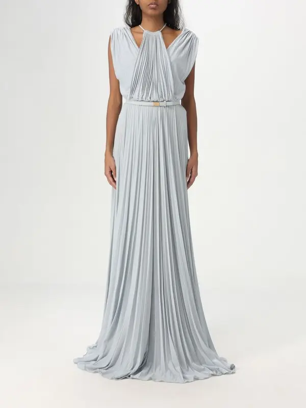 Elisabetta Franchi Pleated Maxi Dress With Halter Neck
