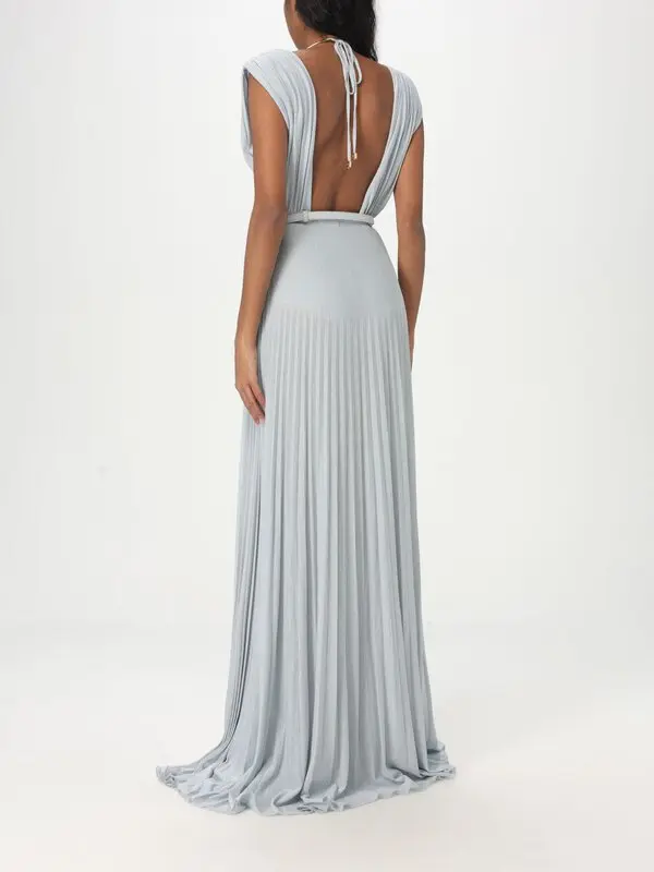 Elisabetta Franchi Pleated Maxi Dress With Halter Neck