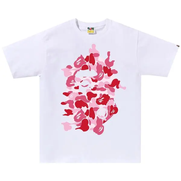 A BATHING APE Abc Camo Rebuild Big Ape Head Tee /pink - White