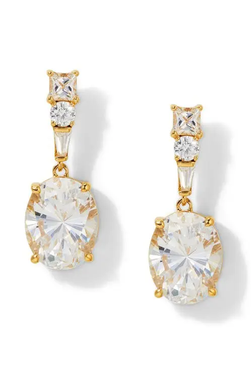 Nadri Delphine Oval Cubic Zirconia Drop Earrings - Gold