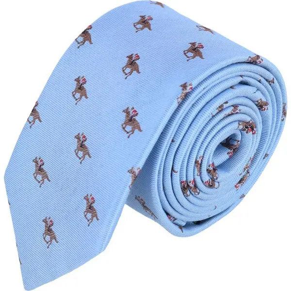Trafalgar Racehorse Linen Blend Necktie - Light Blue