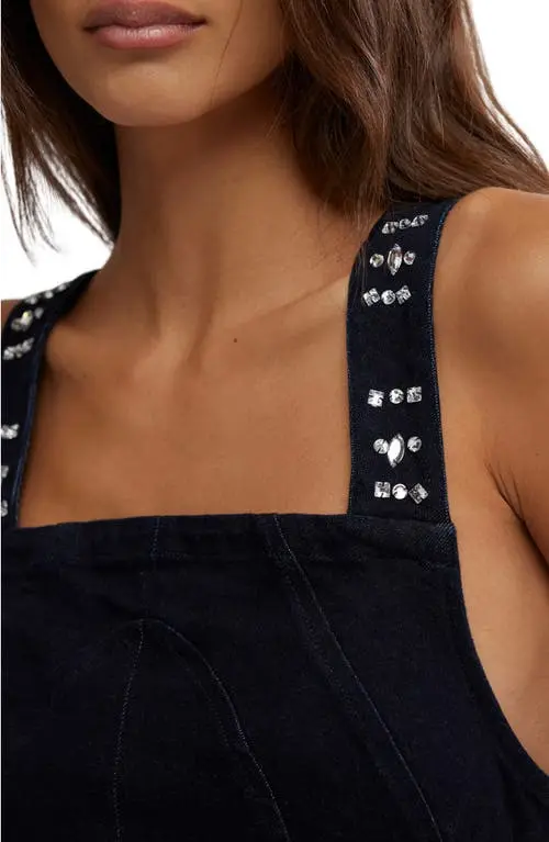 Free People Rhinestone Denim Tank