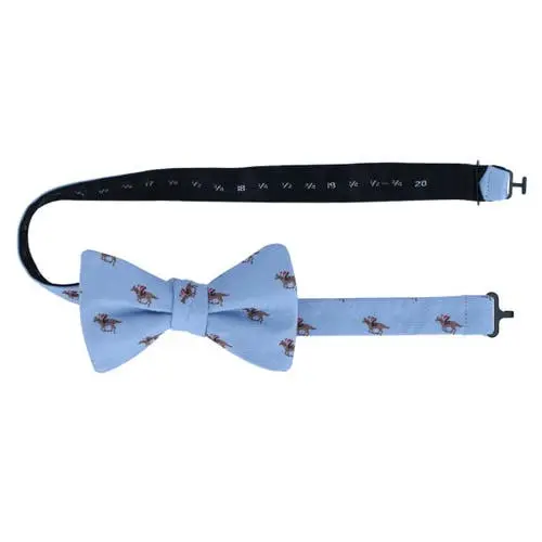 Trafalgar Down The Stretch Racehorse Linen Blend Bow Tie - Light Blue