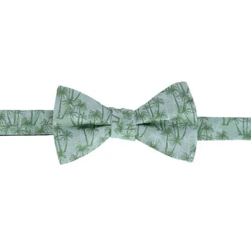 Trafalgar Nohea Palm Tree Linen Blend Novelty Bow Tie - Green