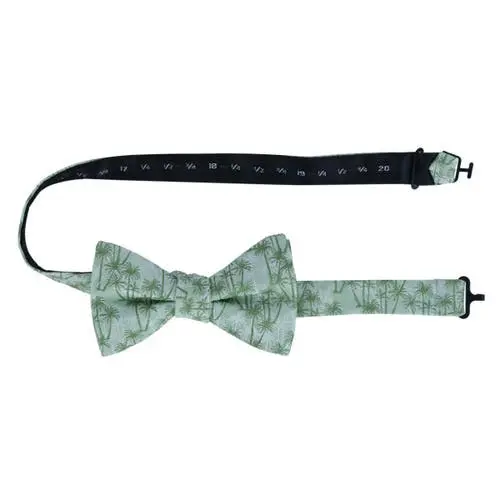Trafalgar Nohea Palm Tree Linen Blend Novelty Bow Tie - Green