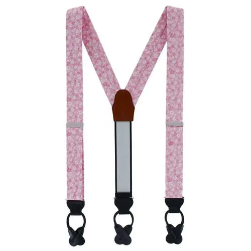 Trafalgar Hanami Cherry Blossom Linen Blend Button End Suspenders - Pink