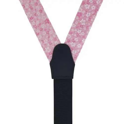 Trafalgar Hanami Cherry Blossom Linen Blend Button End Suspenders - Pink