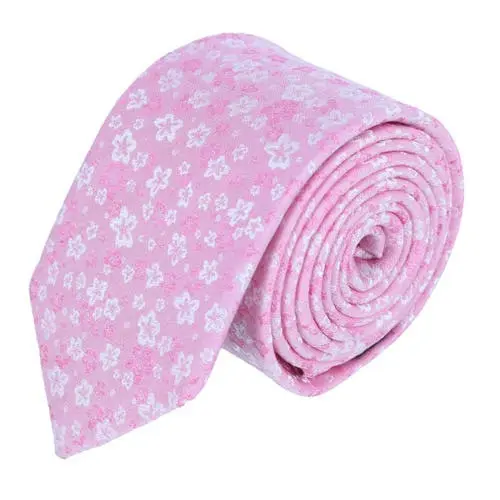 Trafalgar Hanami Cherry Blossom Burst Linen Blend Necktie - Pink