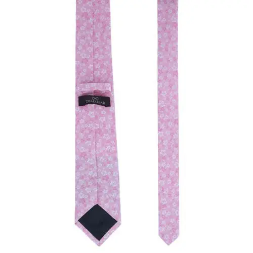 Trafalgar Hanami Cherry Blossom Burst Linen Blend Necktie - Pink