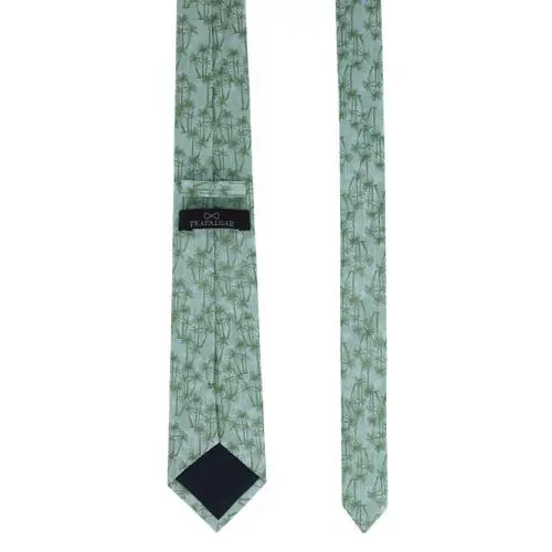Trafalgar Nohea Palm Tree Linen Blend Novelty Necktie - Green