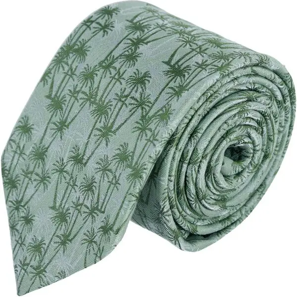 Trafalgar Nohea Palm Tree Linen Blend Novelty Necktie - Green