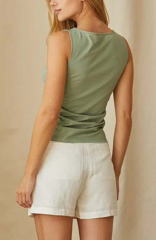 CRESCENT Shirred Knit Top - Eucalyptus