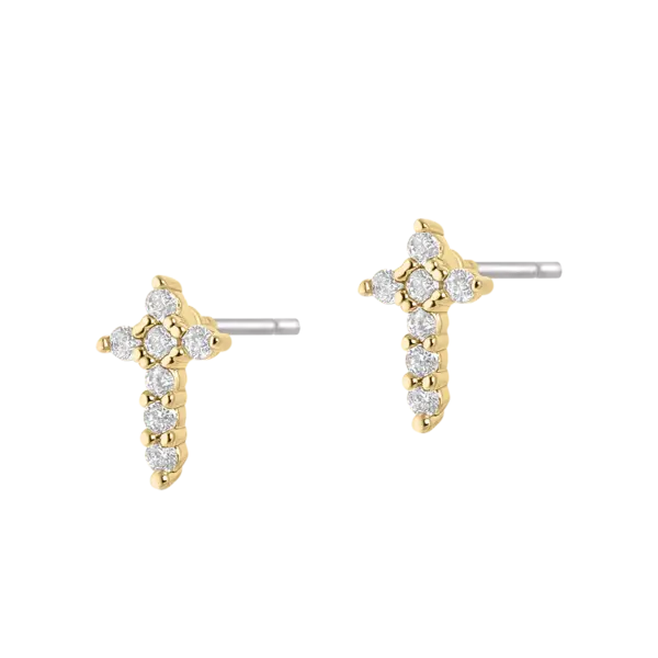 ELECTRIC PICKS X Dede Raad No Greater Love Cross Stud Earrings - Gold
