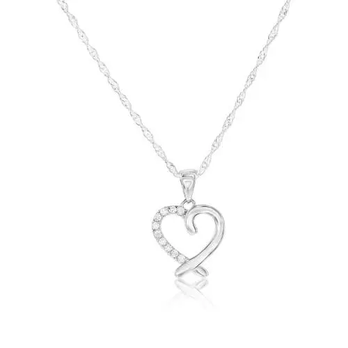 DONATELLO GIAN Name' Sterling Crystal Heart Pendant Necklace - Silver
