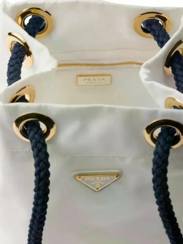 Prada Re-nylon Small Bucket Bag - White