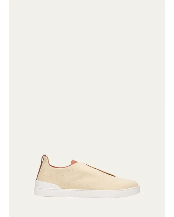 Zegna Triple Stitch™ Linen Slip-on Sneakers - Mdblue