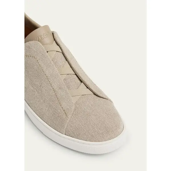 Zegna Triple Stitch™ Linen Slip-on Sneakers - Mdblue