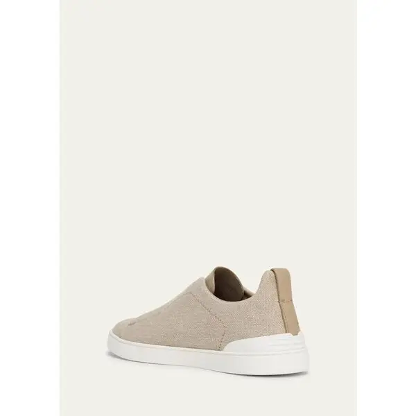 Zegna Triple Stitch™ Linen Slip-on Sneakers - Mdblue