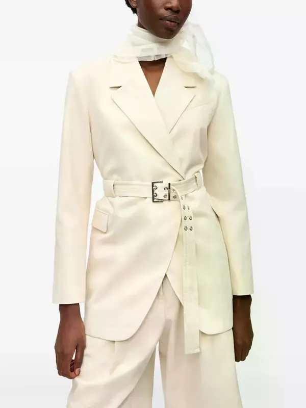 GANNI Belted Blazer - Neutrals