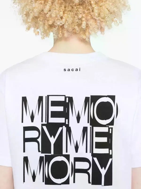 Sacai Slogan-print T-shirt - White