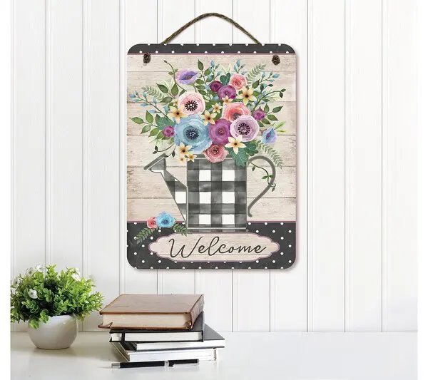 COURTSIDE MARKET Watering Can Bouquet 12x16 Art Board With Twin - One-color
