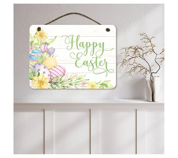 COURTSIDE MARKET Happy Easter 16x12 Artboard Wi Th Twine - One-color