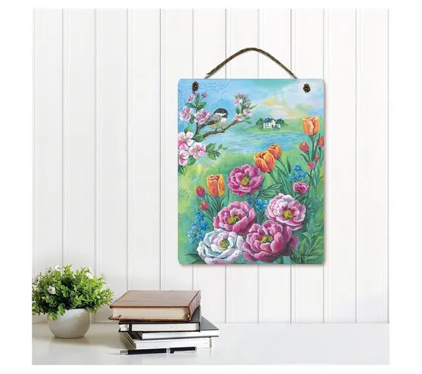 COURTSIDE MARKET Floral Spring 12x16 Artboard W Ith Twine - One-color