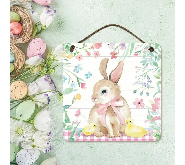COURTSIDE MARKET Easter Bunny Pink & Green 15x1 5 Artboard With - One-color
