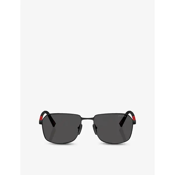Prada Square-frame Metal Sunglasses - Black