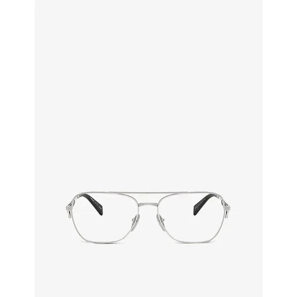 Prada Pilot-frame Steel Optical Glasses - Silver