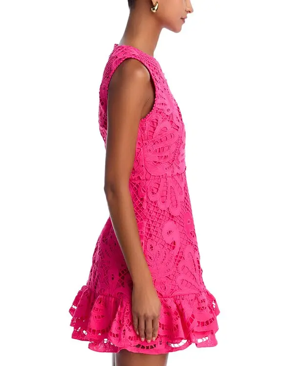Aqua Lace Flounce Sleeveless Dress - Hyper Pink