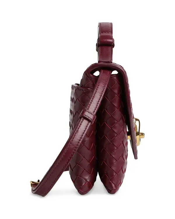 Bottega Veneta Knot Lock Intrecciato Leather Crossbody Bag - Barolo