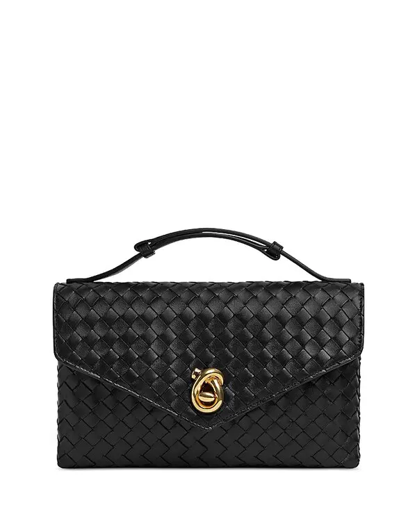 Bottega Veneta Intrecciato Leather Crossbody Bag - Black/muse Brass
