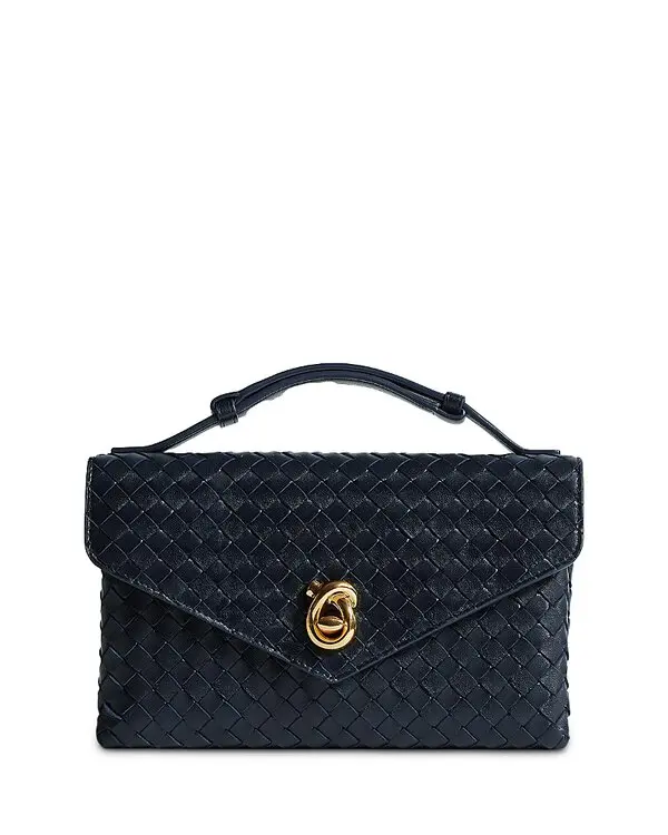 Bottega Veneta Knot Lock Intrecciato Leather Crossbody Bag - Midnight/muse Brass