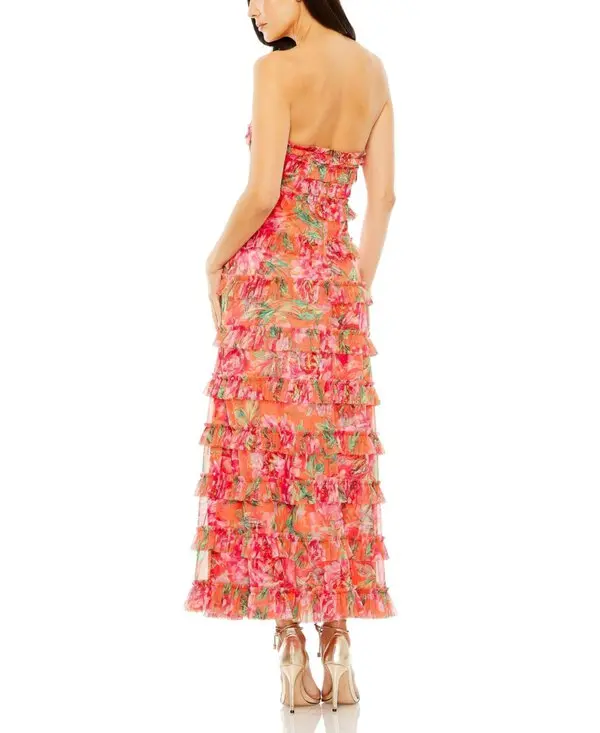 Mac Duggal Strapless Ruffle Dress - Orange Multi