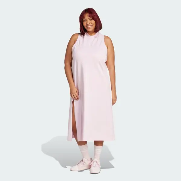 Adidas Essentials 3-Stripes Long Racerback Dress Clear Pink In Clear Pink /  White - 60% Off | Editorialist