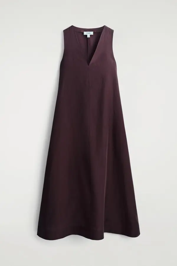 Cos A-line Linen-blend Maxi Dress - Red
