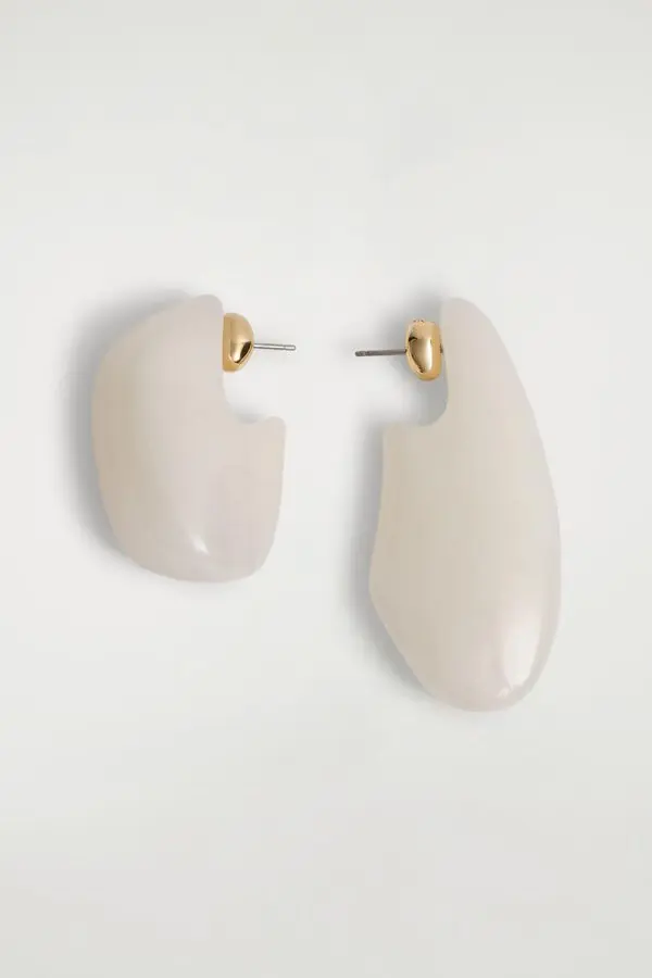 Cos Mismatched Sculptural Resin Earrings - Yellow