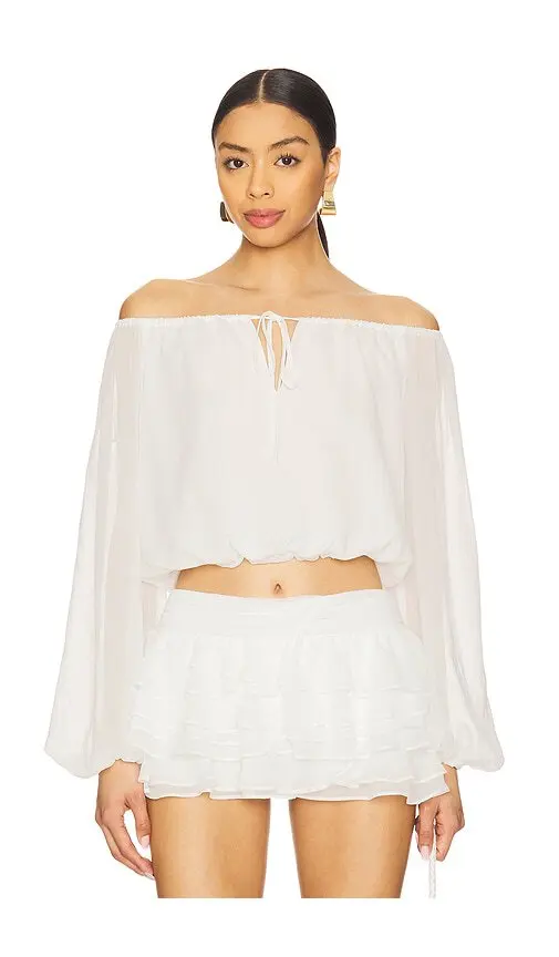 Amanda Uprichard Off-the-shoulder Chiffon Blouse - Ivory