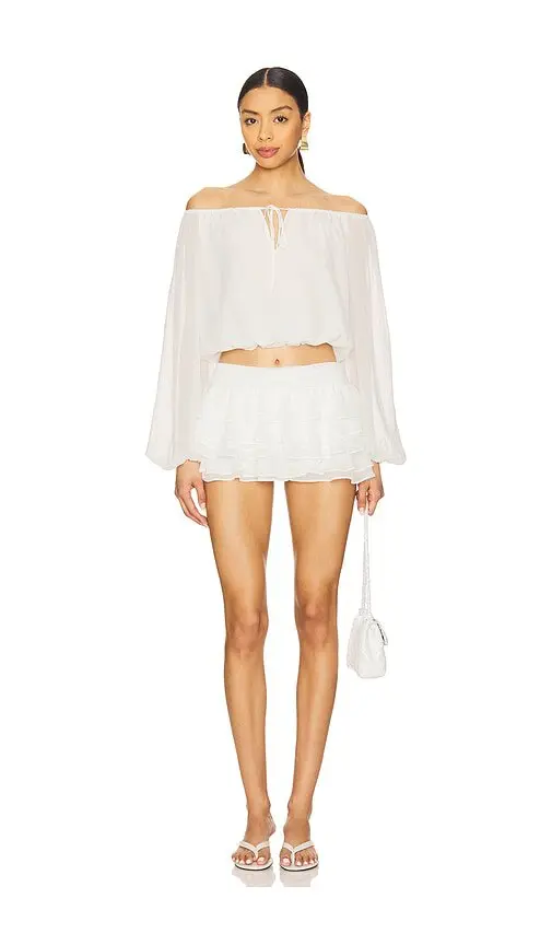 Amanda Uprichard Off-the-shoulder Chiffon Blouse - Ivory