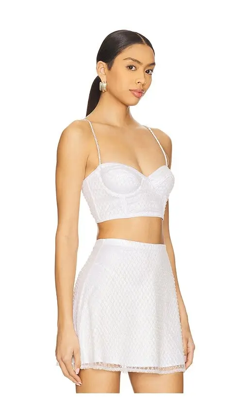For Love & Lemons Glitter Grid Bustier Top - White