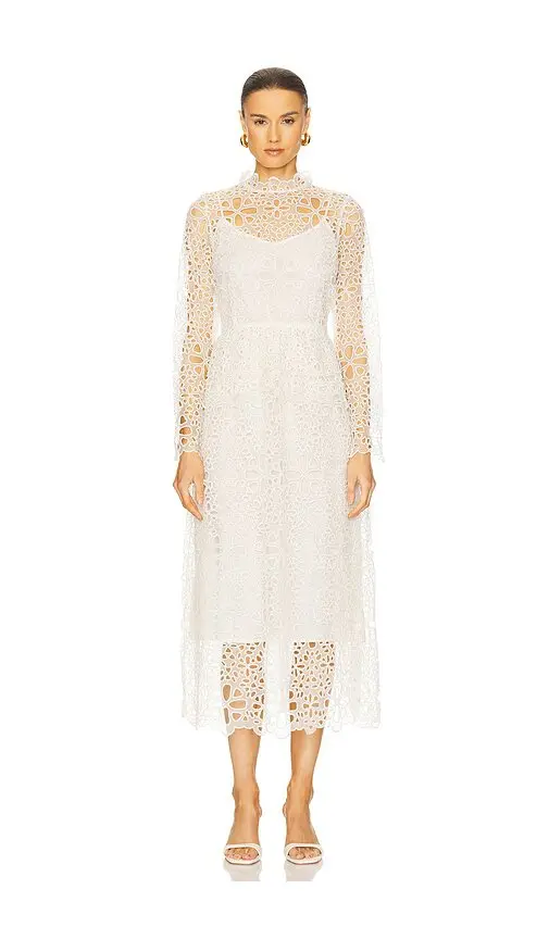 white eyelet long sleeve dress Avec Les Filles Women's Shirtdress - Finished with a button front + collar neckline Eyelet Trim Long Shirt Dress,