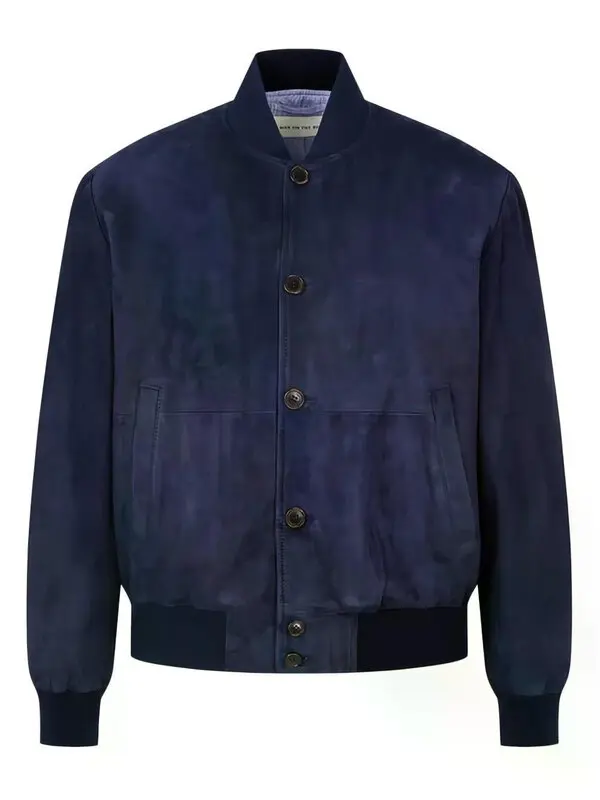 MAN ON THE BOON. On The Boon Suede Bomber Jacket - Blue
