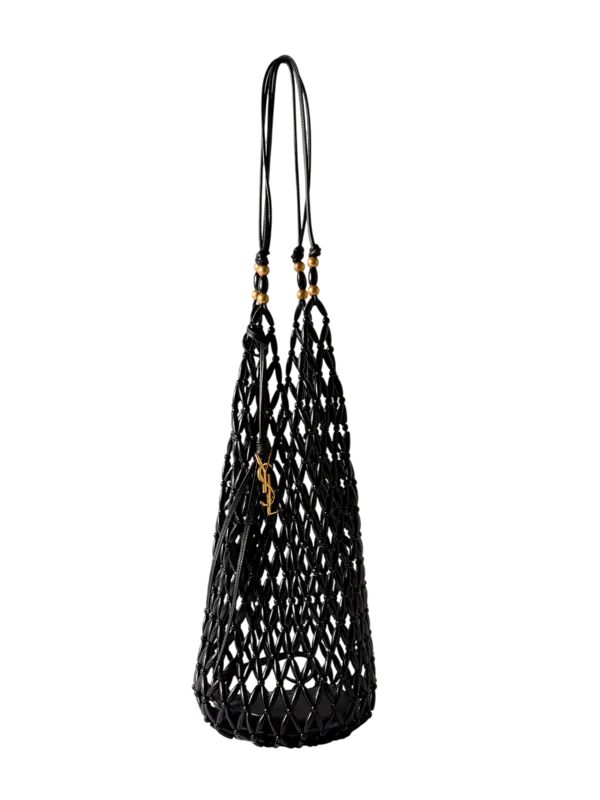 Saint Laurent Leather-trimmed Beaded Tote - Black