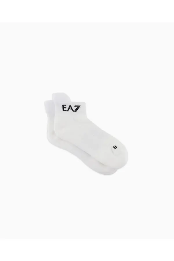 EA7 Tennis Pro Cotton-blend Ankle Socks - Blue / White