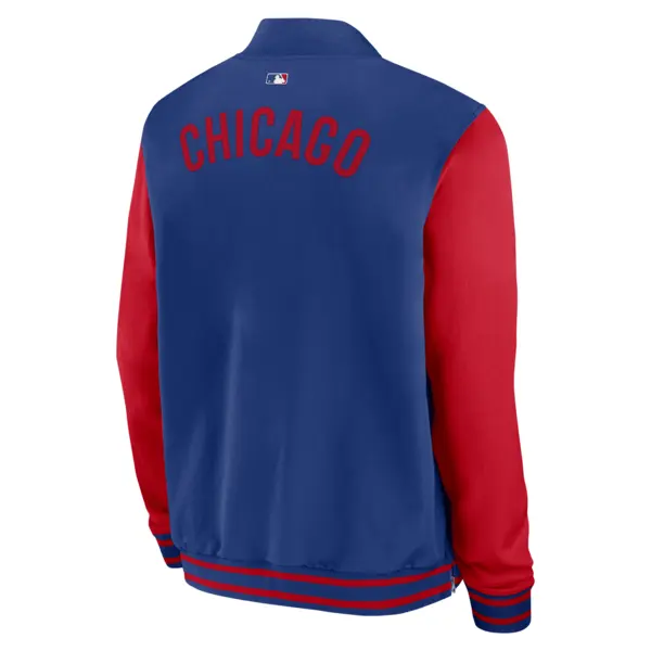 Nike Chicago Cubs Authentic Collection Dugout Mlb Full-zip Bomber Jacket - Blue