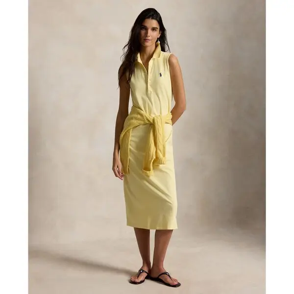 Ralph Lauren Stretch-Cotton Sleeveless Polo Shirt Dress - Yellow |  Editorialist