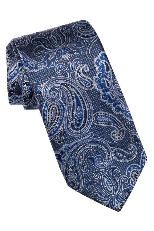 ELIZABETTA Pavia Extra Long Silk Jacquard Neck Tie - Blue