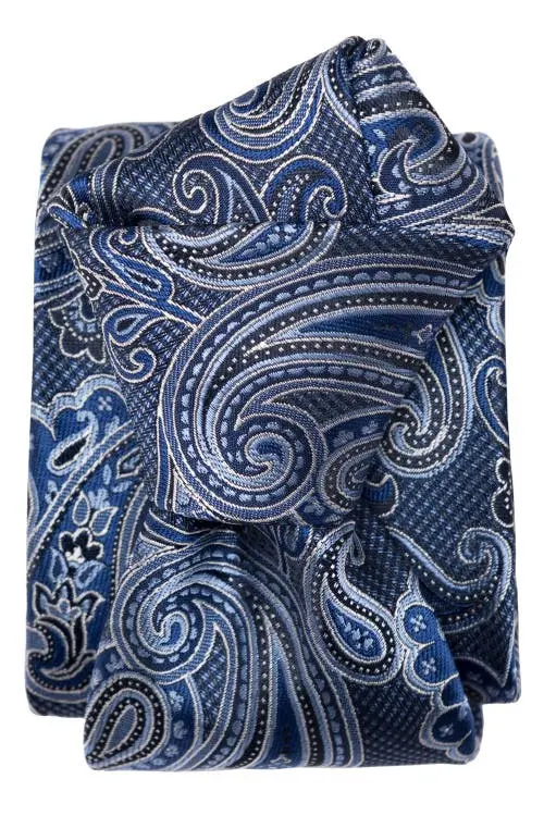ELIZABETTA Pavia Extra Long Silk Jacquard Neck Tie - Blue